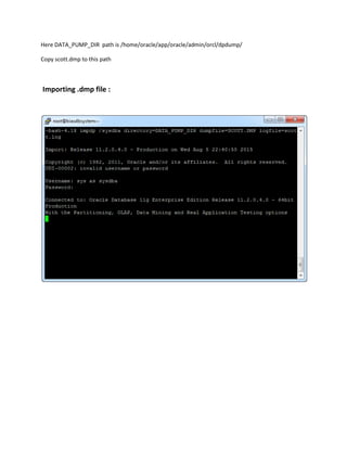 Exporting schema to dmp file and importing it into other oracle database | PDF | Databases ...