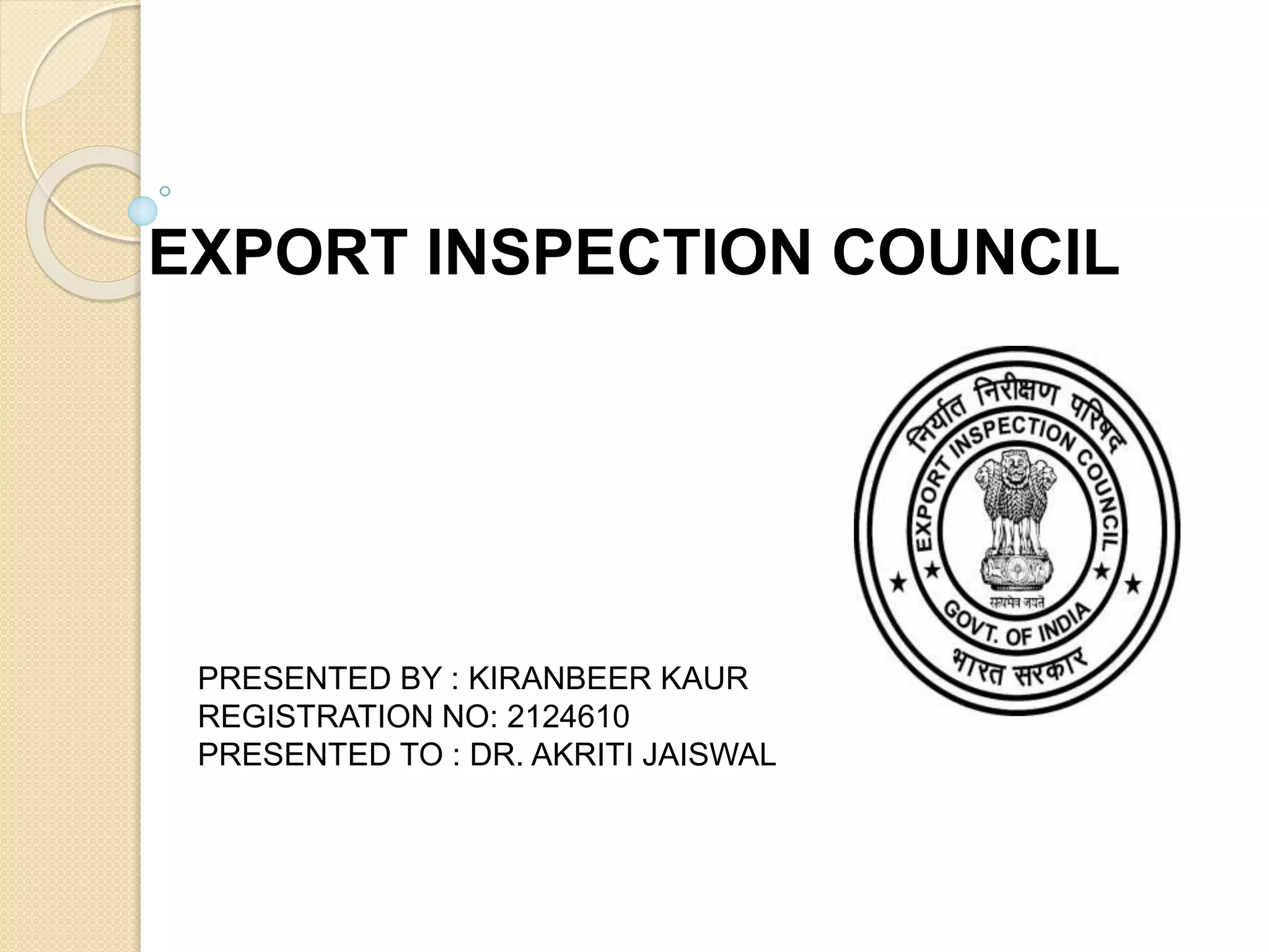 Export Inspection Council And FSSAI | PPTX