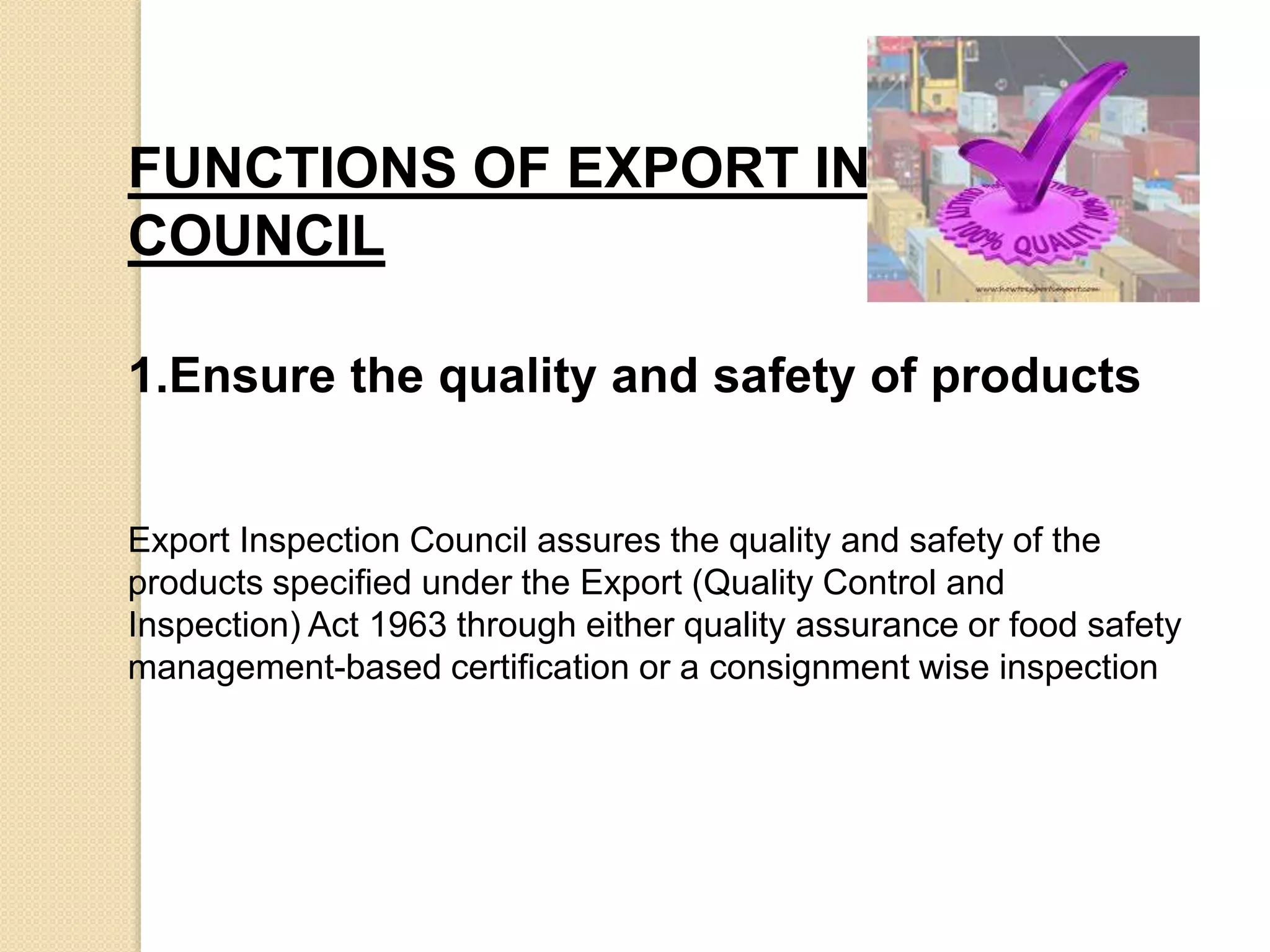 Export Inspection Council And FSSAI | PPTX