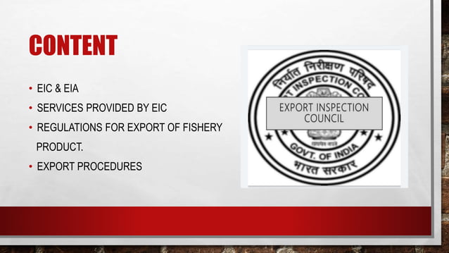 Export Inspection Council(EIC) It helps to find a set of rules and regulation for export | PPTX ...