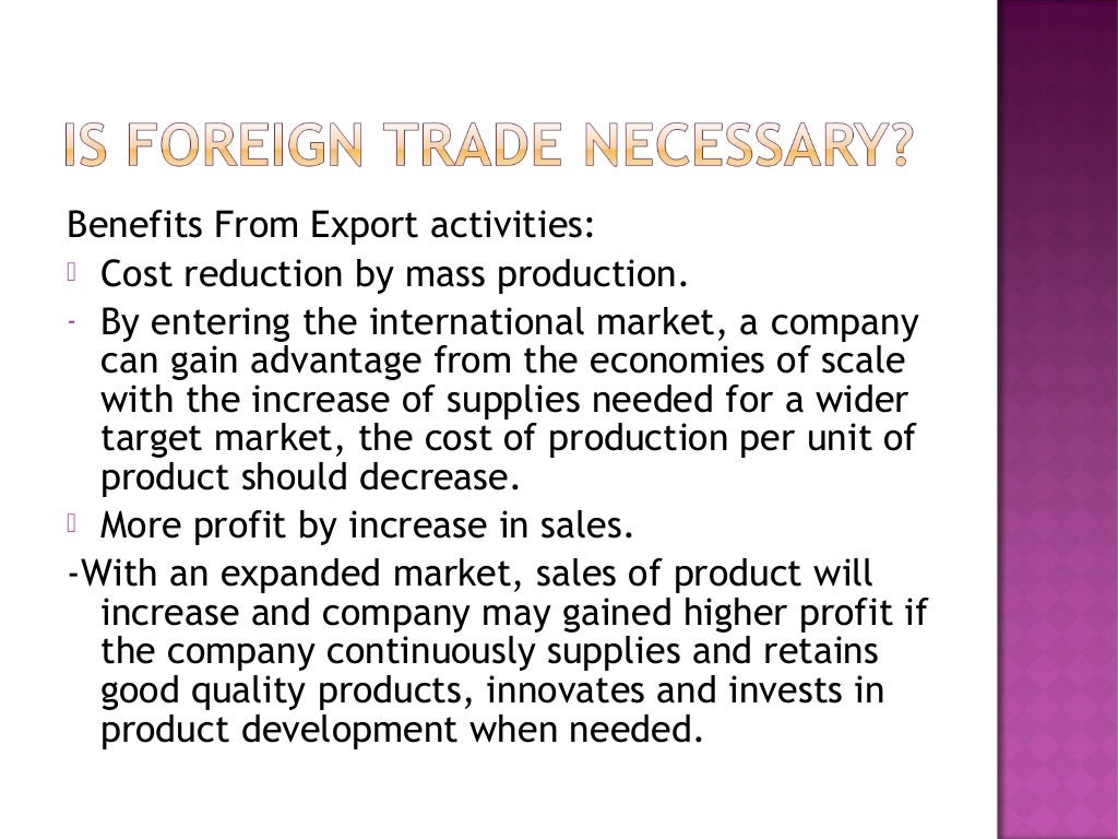 Basic Concept of Foreign Trade