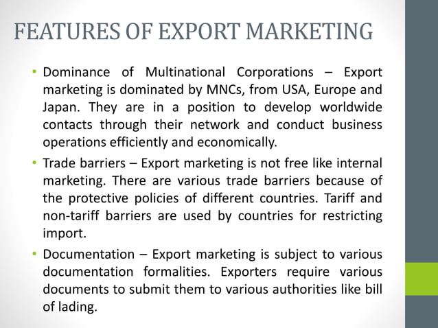EXPORT MARKETING .pptx | Large Business | Business