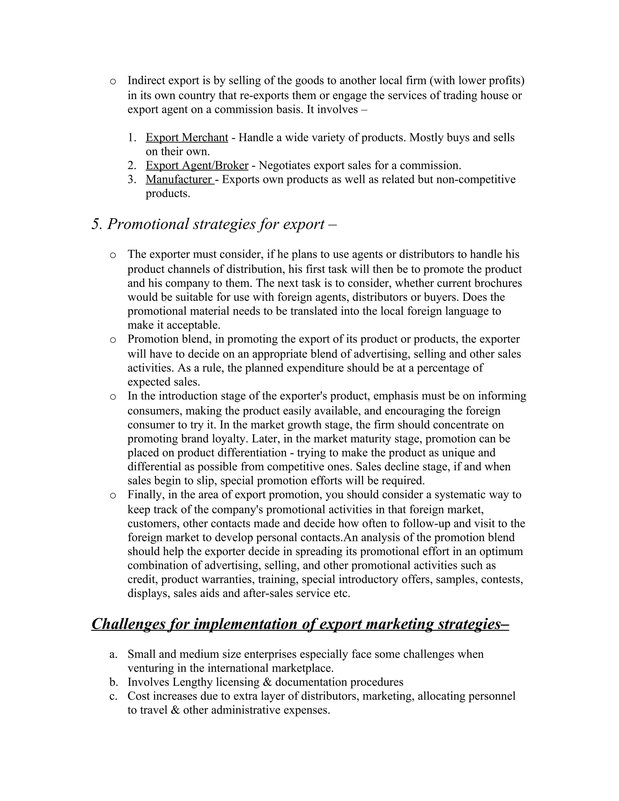 Export marketing strategies | DOC