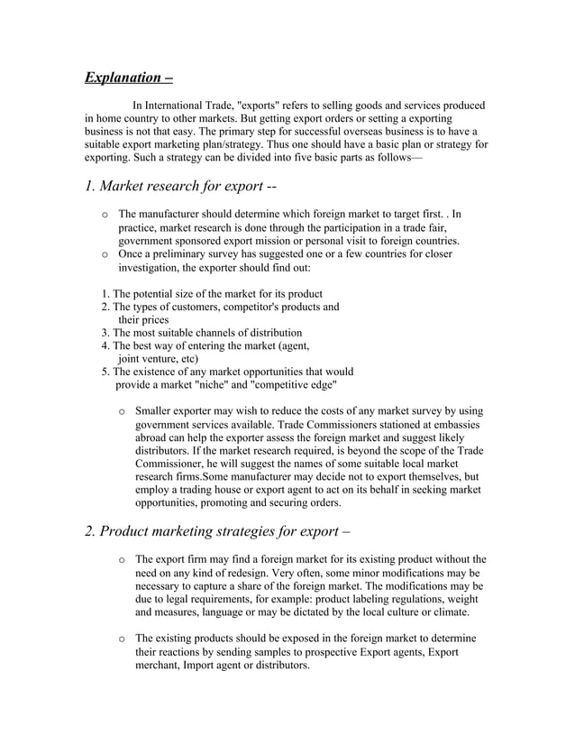 Export marketing strategies | PDF