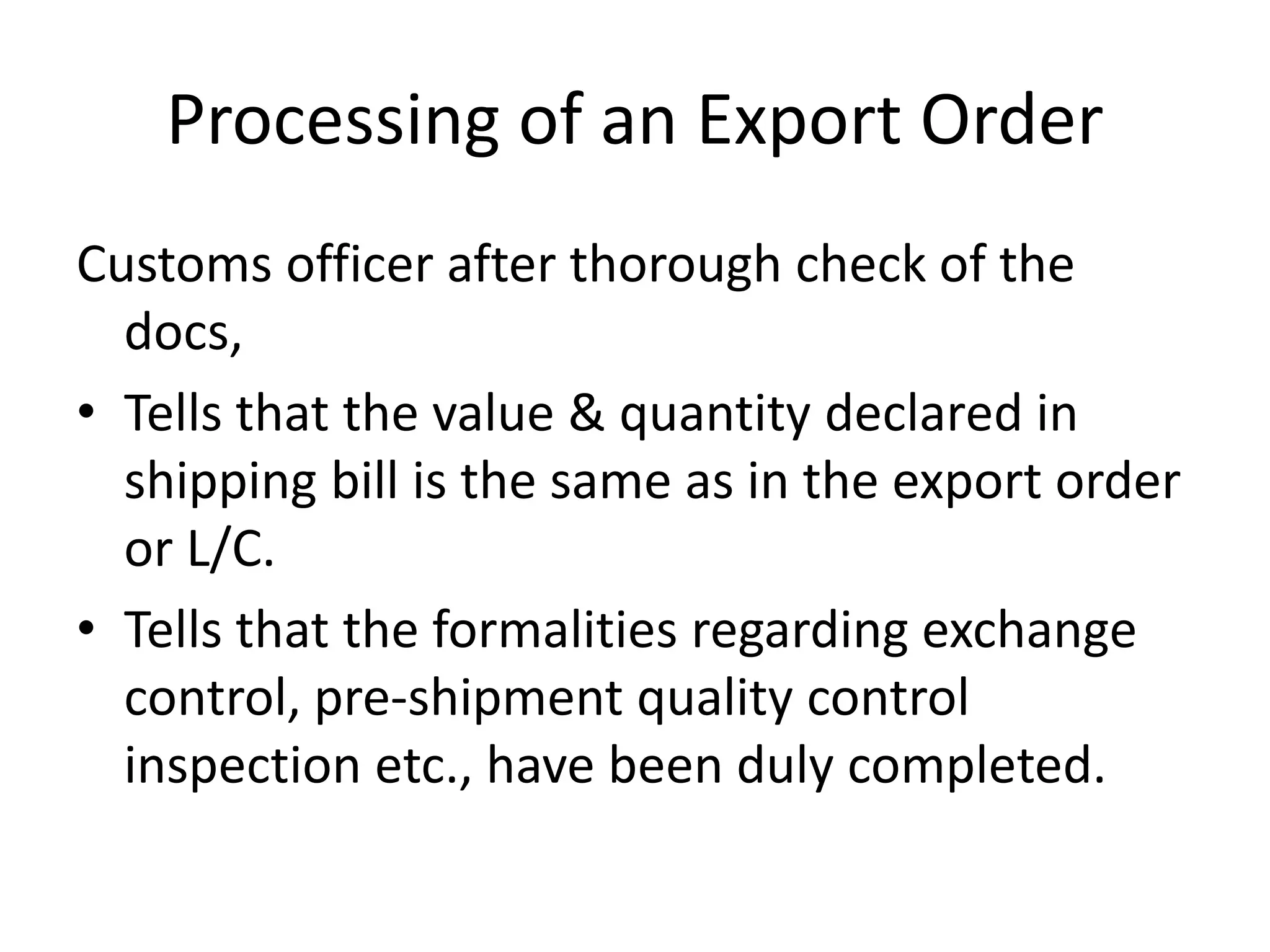 Export order processing | PPTX