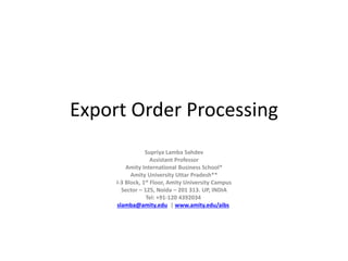 Export order processing | PPTX