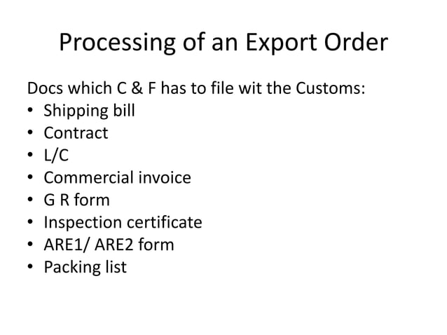Export order processing | PPTX