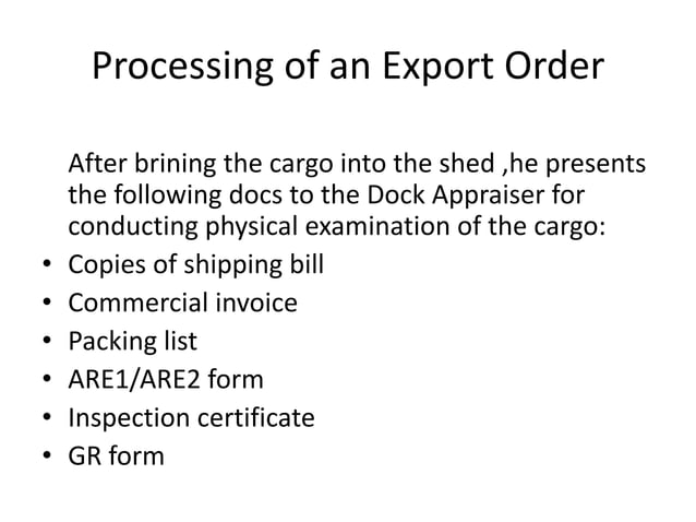 Export order processing | PPTX