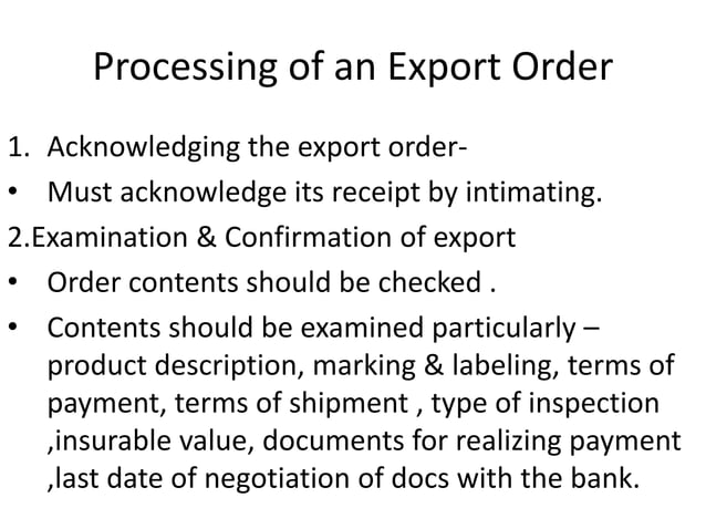 Export order processing | PPTX