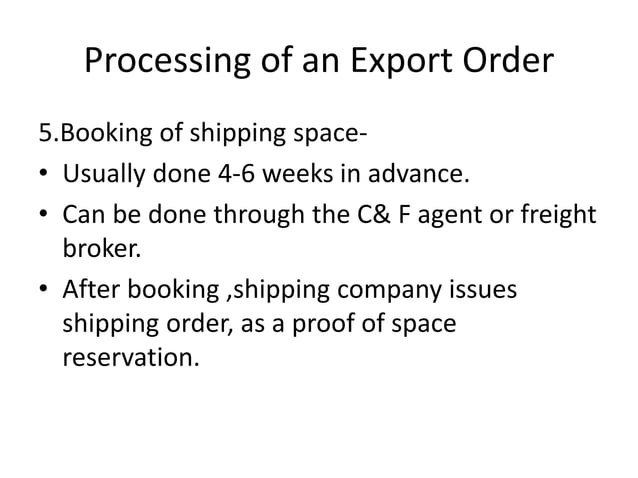 Export order processing | PPTX