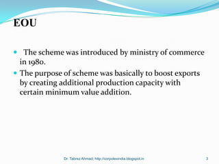 Law of Export Oriented Units | PPTX