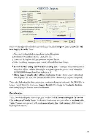 Export or Import GEDCOM File In Legacy Family Tree