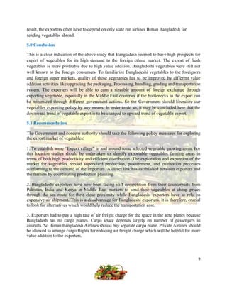 Export performance of vegetables in Bangladesh | PDF