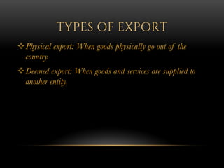 Deep Dive focus on: Export (Principles of Management and Economics ...