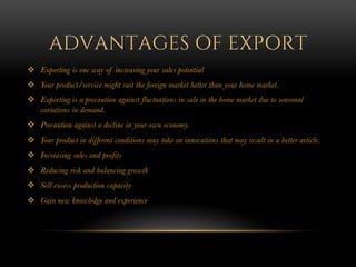 Deep Dive focus on: Export (Principles of Management and Economics ...