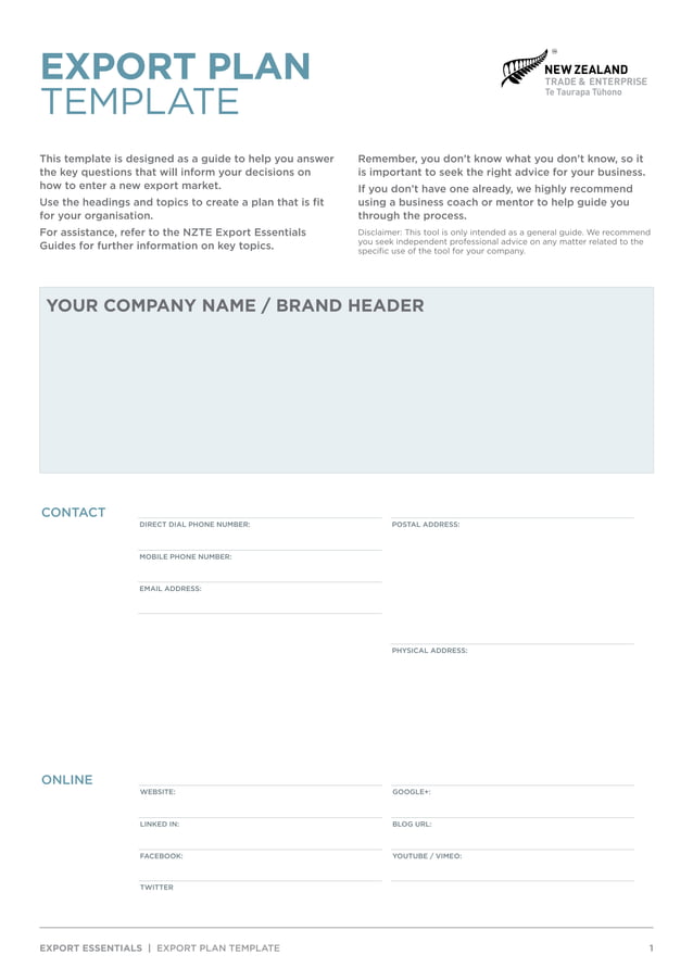 Export plan template | PDF