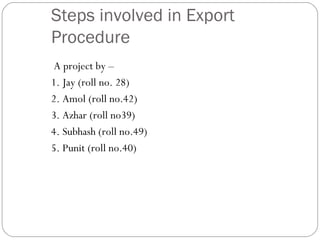 Export procedure | PPT