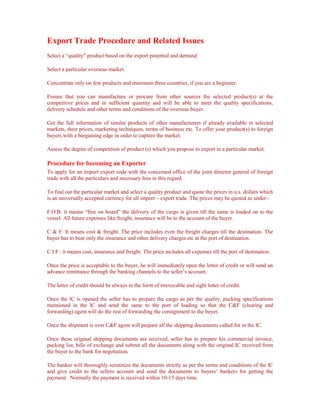 Export procedure | PDF | Commodities | Economy
