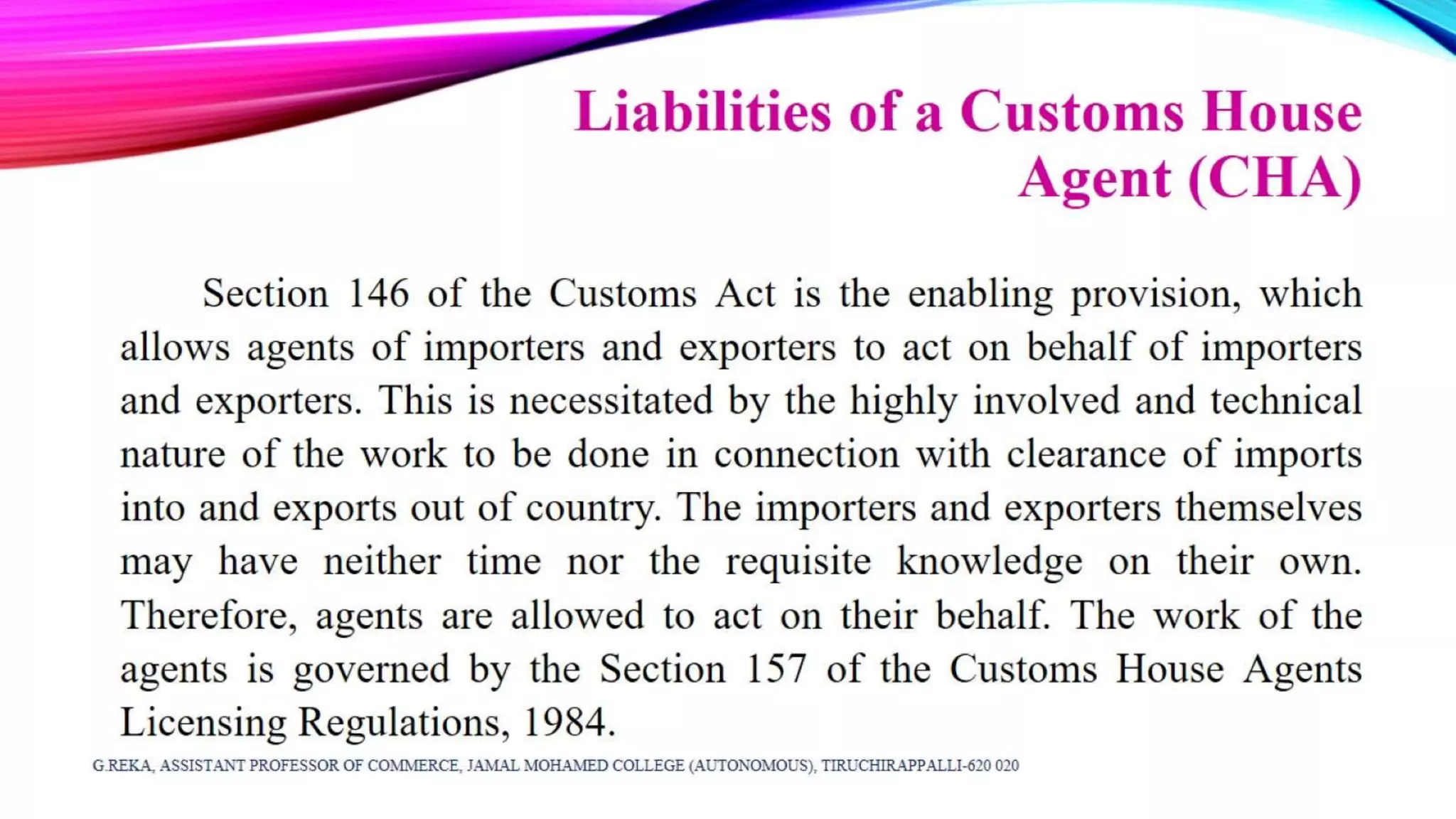 Customs House Agents (CHA) | PPTX