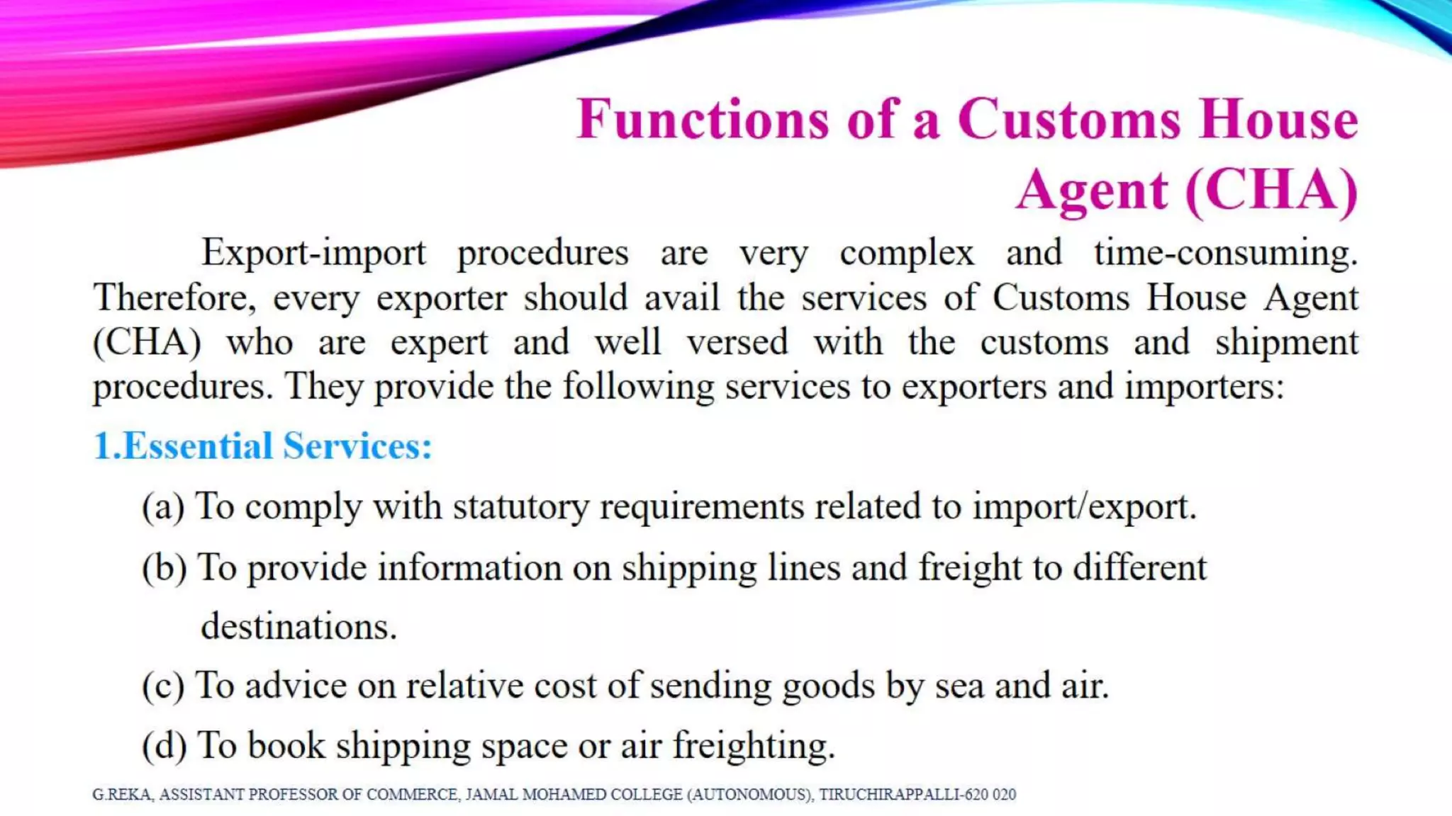 Customs House Agents (CHA) | PPTX