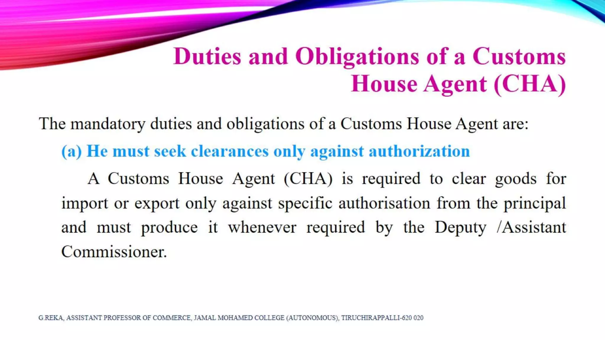 Customs House Agents (CHA) | PPTX