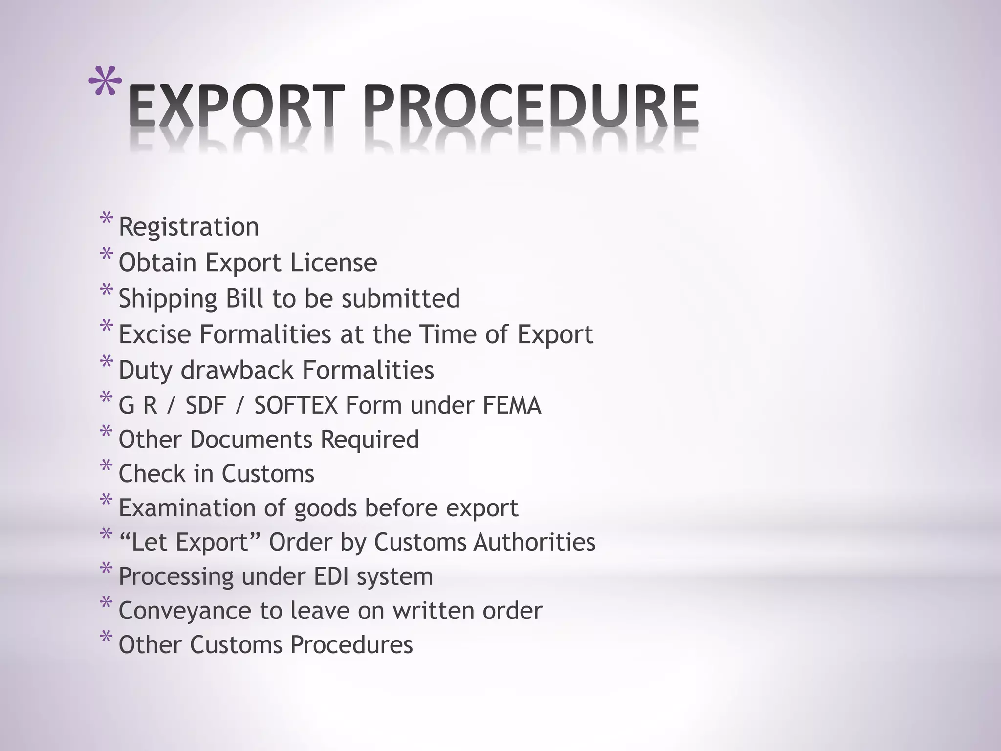 Export procedure presentation | PPTX