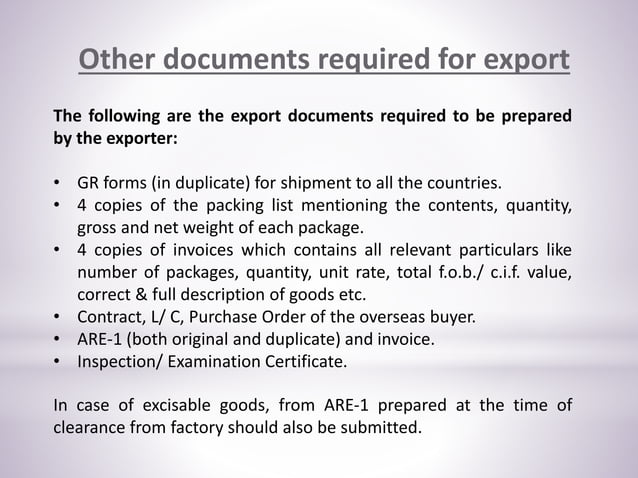 Export procedure presentation | PPTX