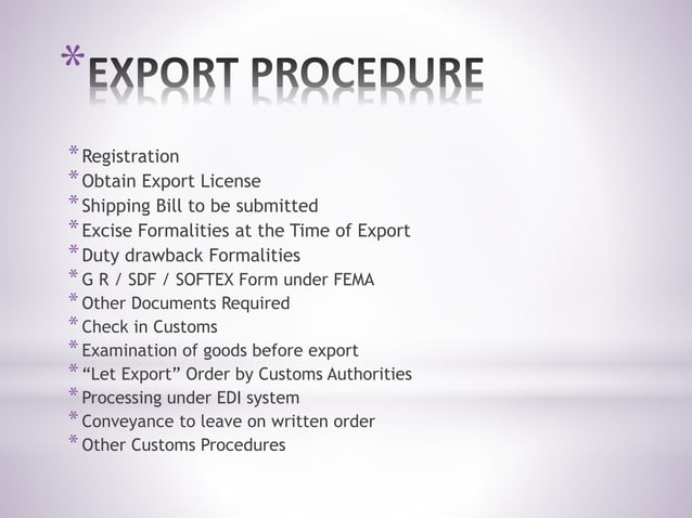 Export procedure presentation | PPTX