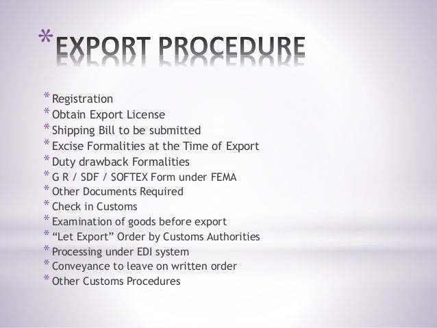 Export procedure presentation