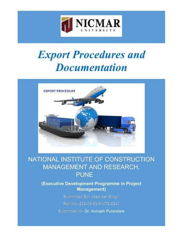 Export Procedures And Documentation Assinementpdf