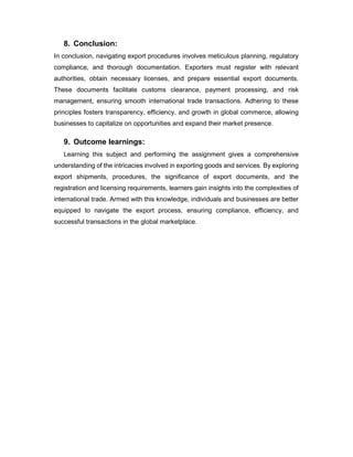 Export Procedures and Documentation Assinement.pdf