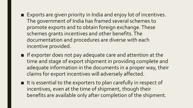 Export promotion schemes | PPT