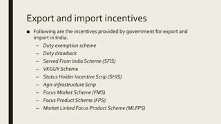 Export promotion schemes | PPT