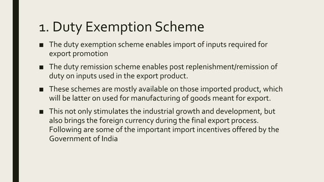 Export promotion schemes | PPT