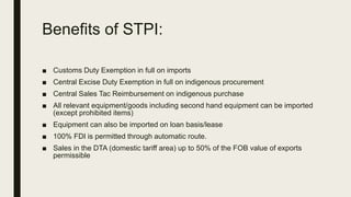 Export promotion schemes EPCG, FTZ. STPs | PPTX | Commodities | Economy