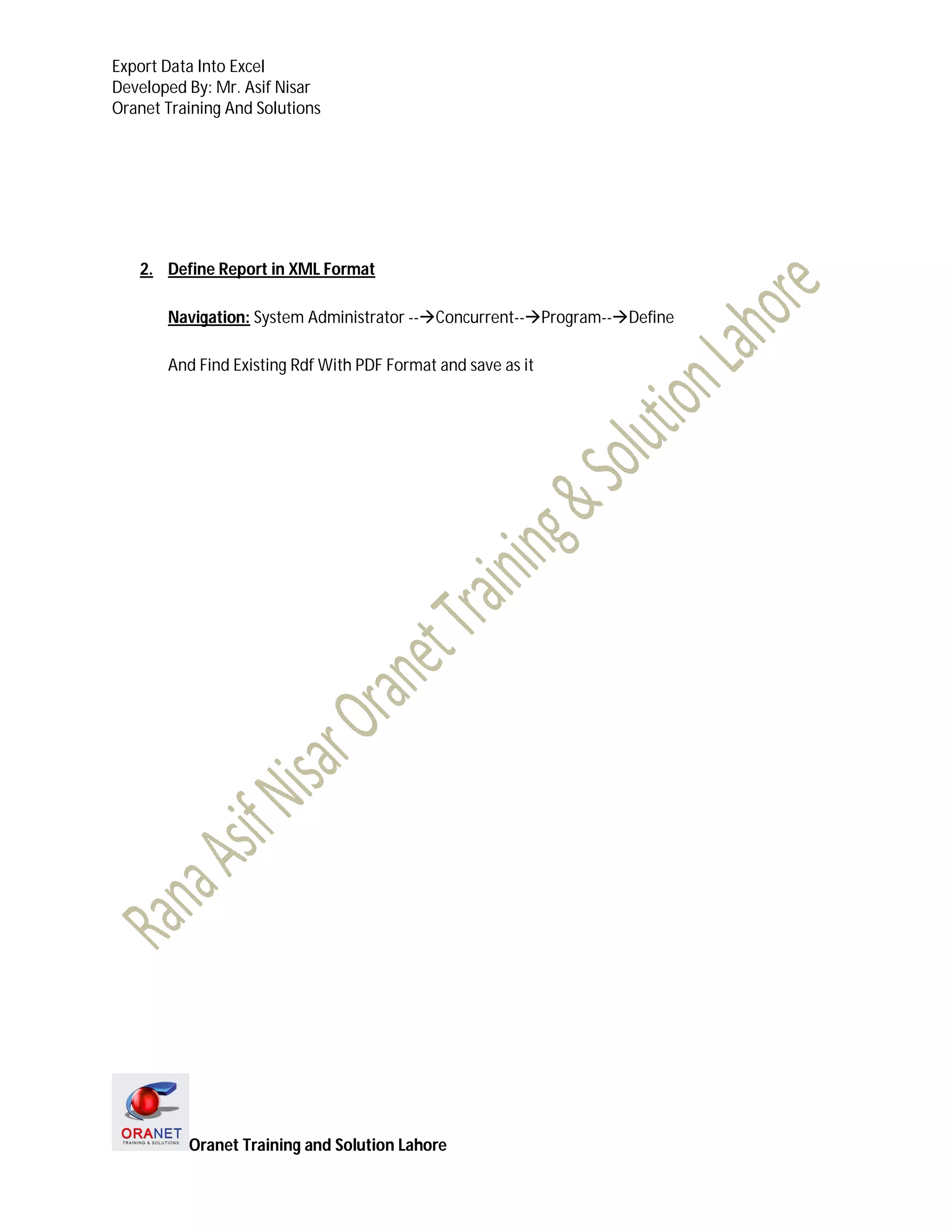 Export rdf data into excel | PDF Export rdf data into excel | PDF
