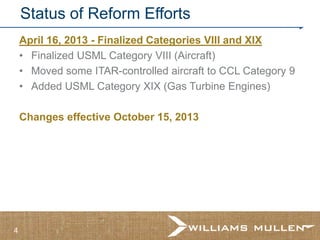 Export Controls reform , impact on aerospace | PPT