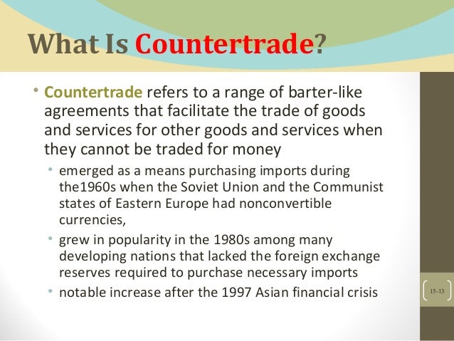 Exports, counter trade