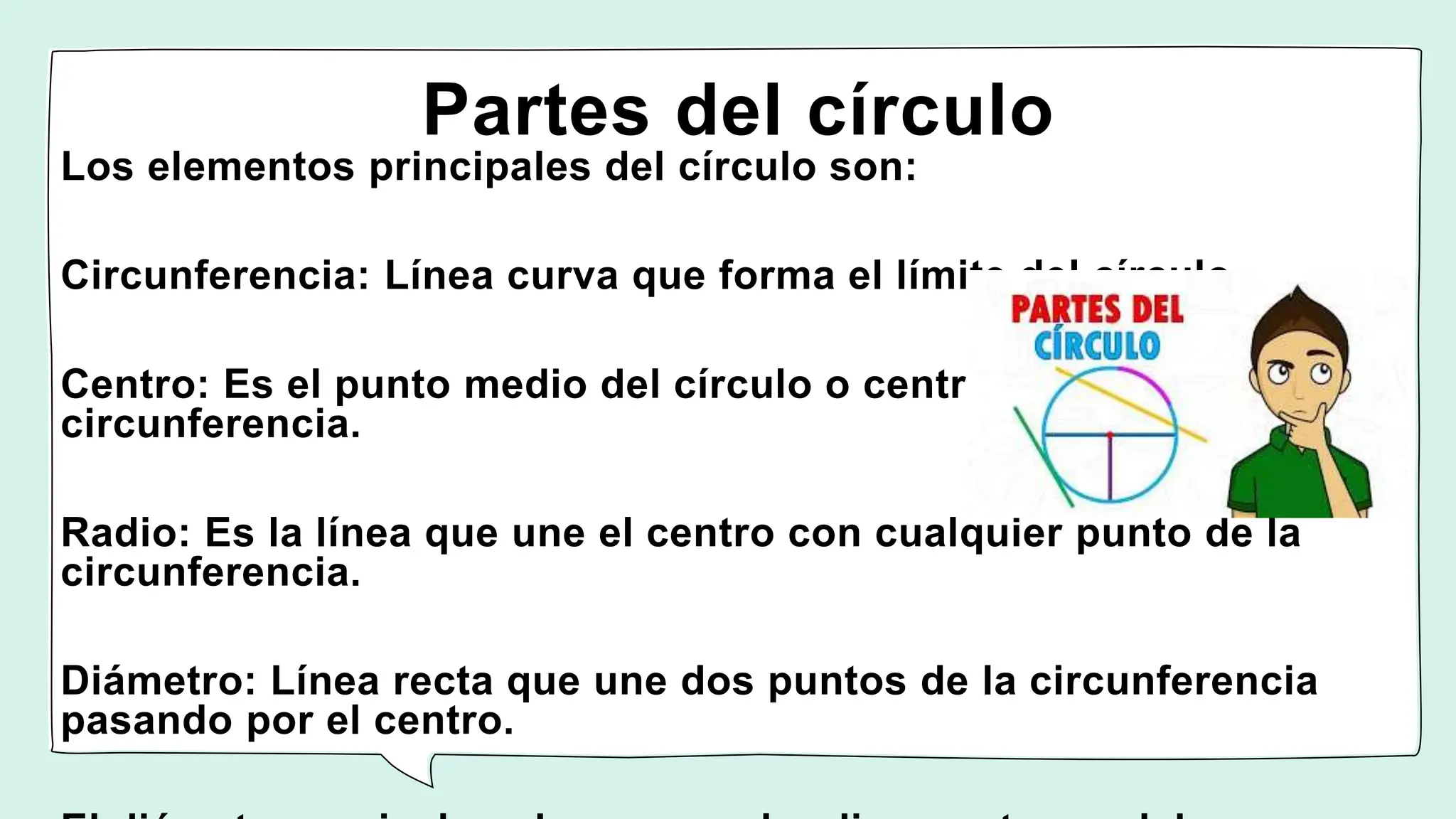 El círculo, sus partes y su circunferencia. | PPTX | Physics | Science