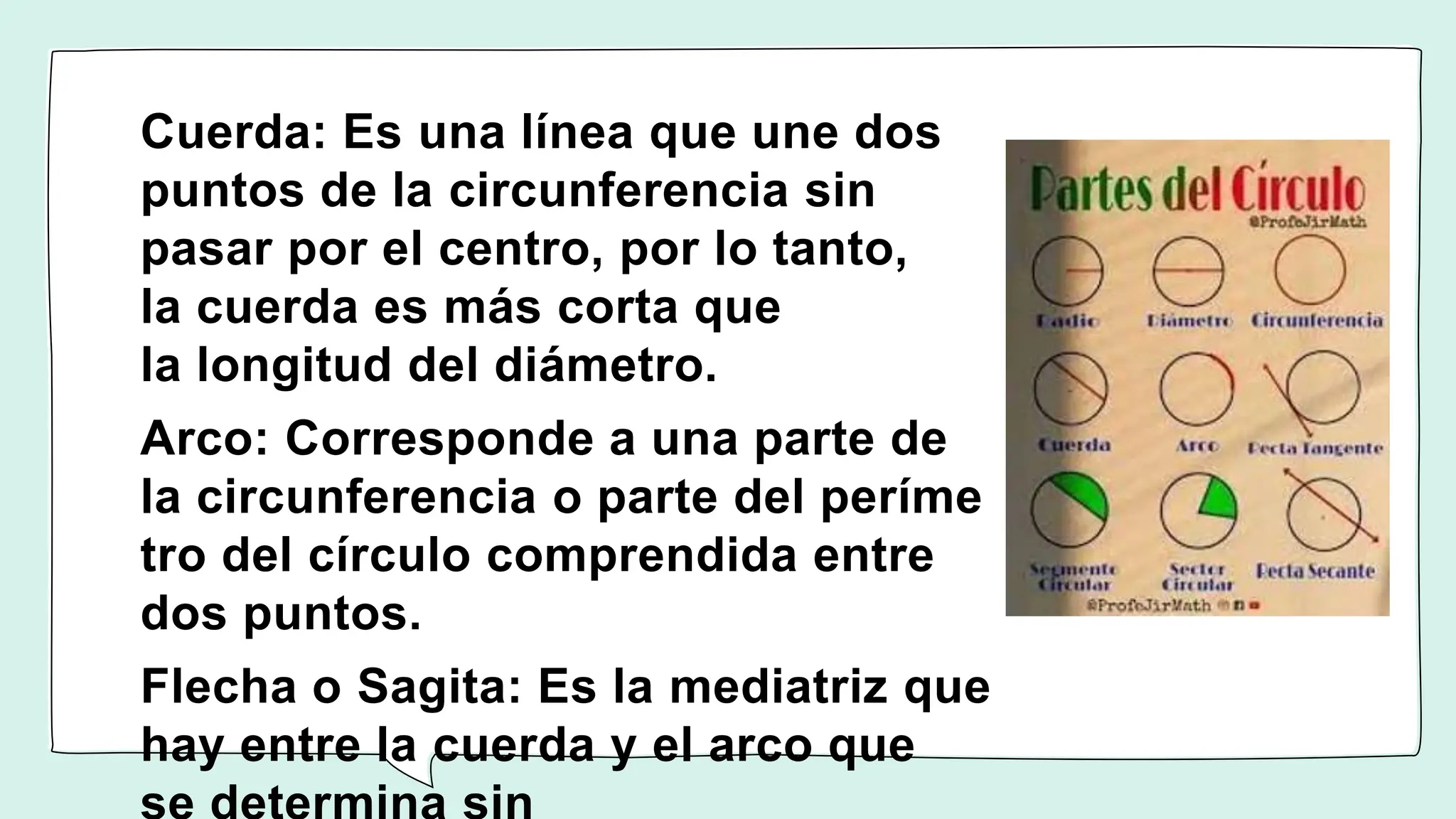 El círculo, sus partes y su circunferencia. | PPTX | Physics | Science