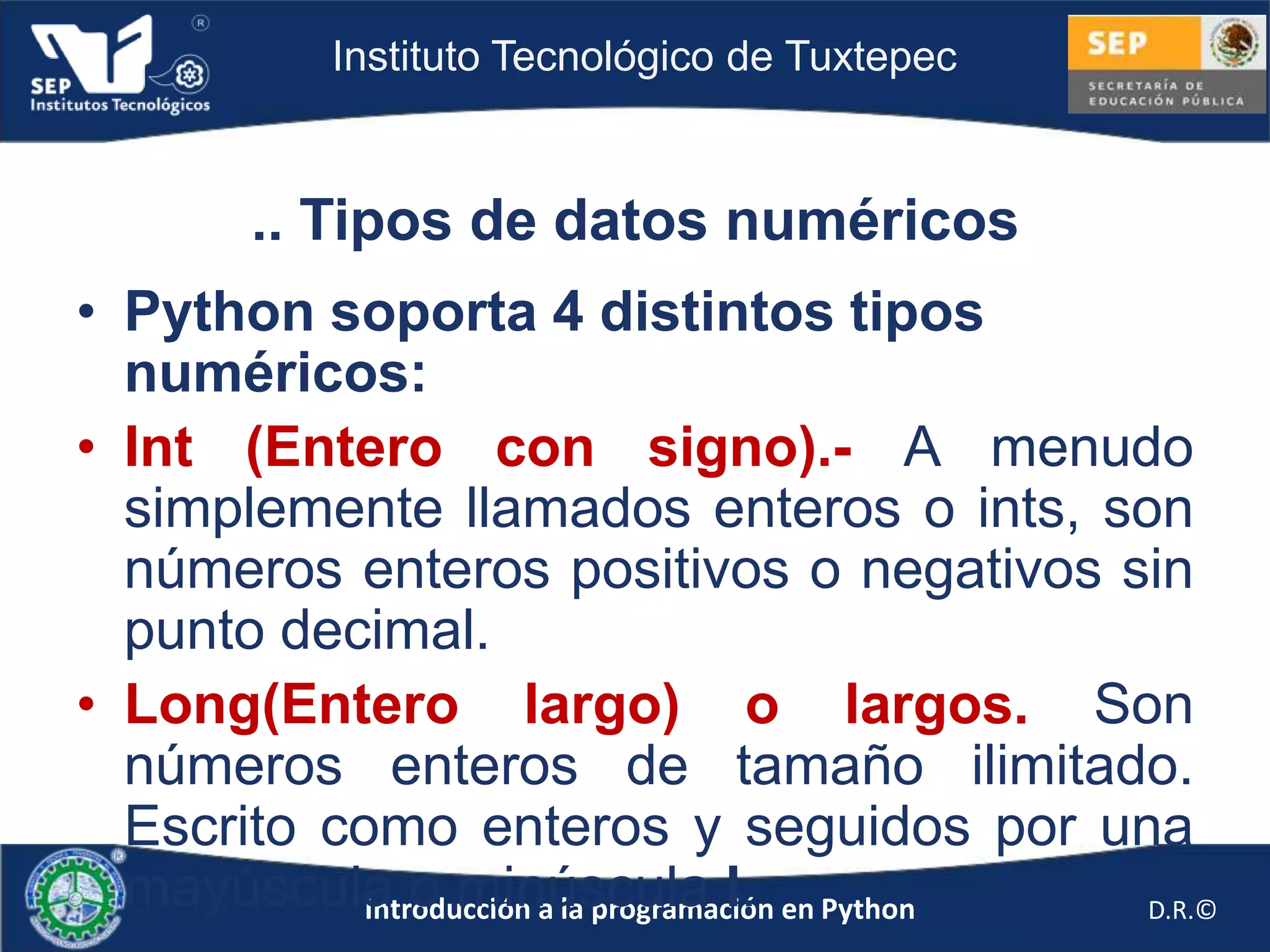 Tipos De Datos Numéricos En Python Ppt