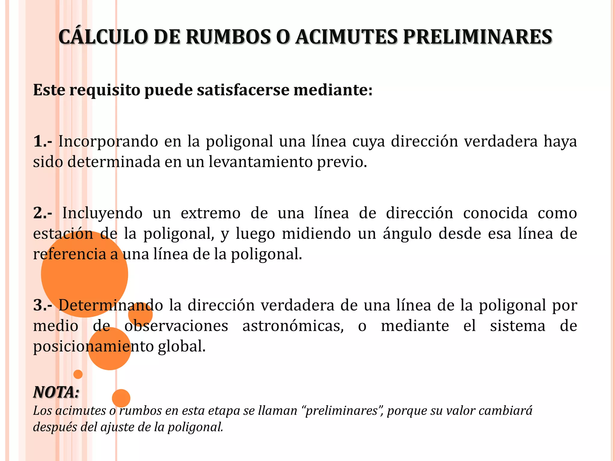 CÁLCULO DE RUMBOS O ACIMUTES PRELIMINARES | PPT