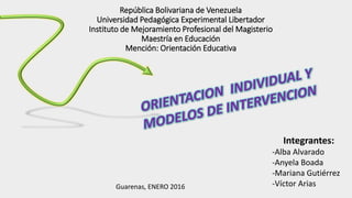 Orientación Individual y Modelos de Intervención Exposición | PPTX