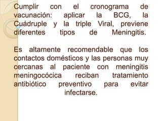 Exposicion de cuidados con meningitis | PPT