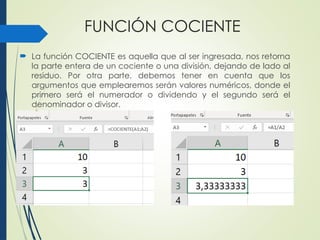 exposicion de excel para las funciones basicas | PPTX