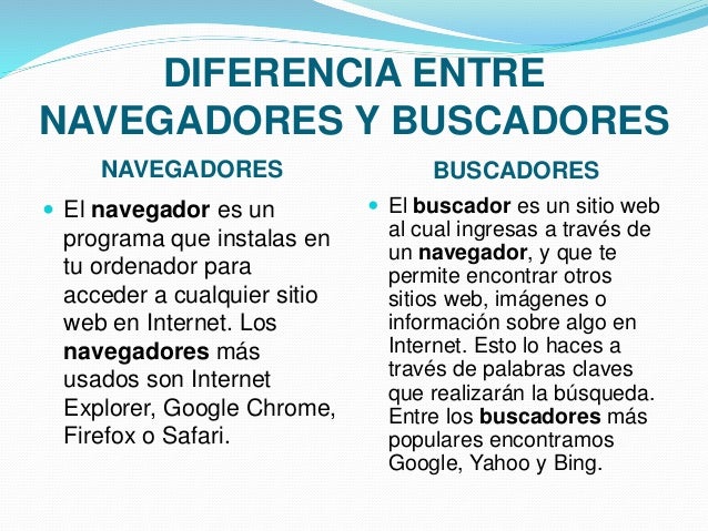 Navegadores y Buscadores : Diferencias entre Navegadores y Buscadores