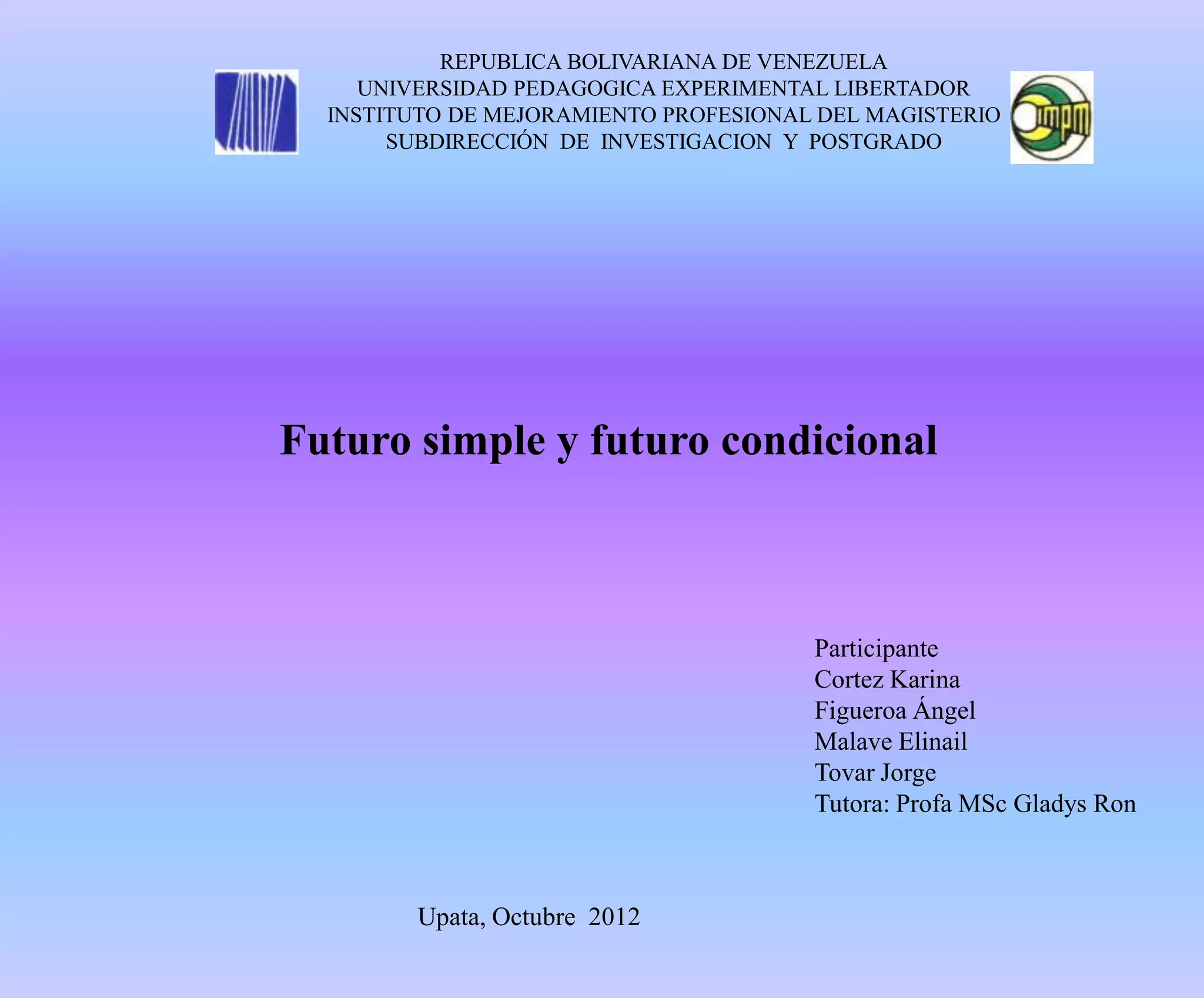 Futuro Simple y Condicional Ingles | PPT