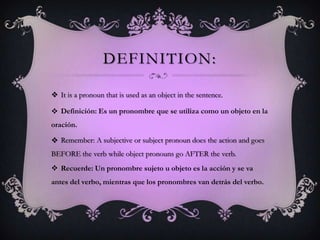 Exposicion de object pronouns | PPTX