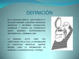 Exposicion la memoria | PPTX