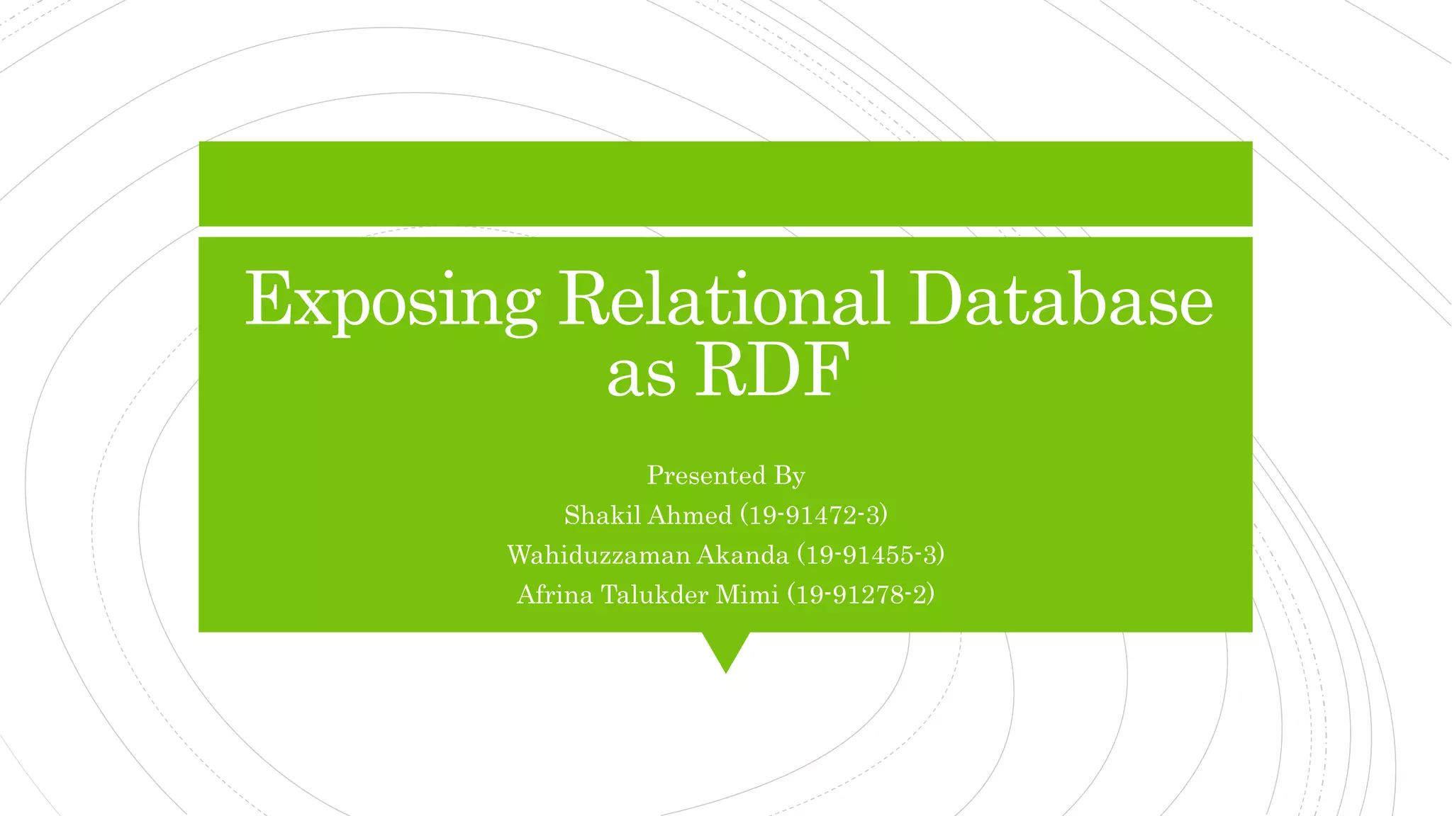 Exposing Relational Database As Rdf Pptx
